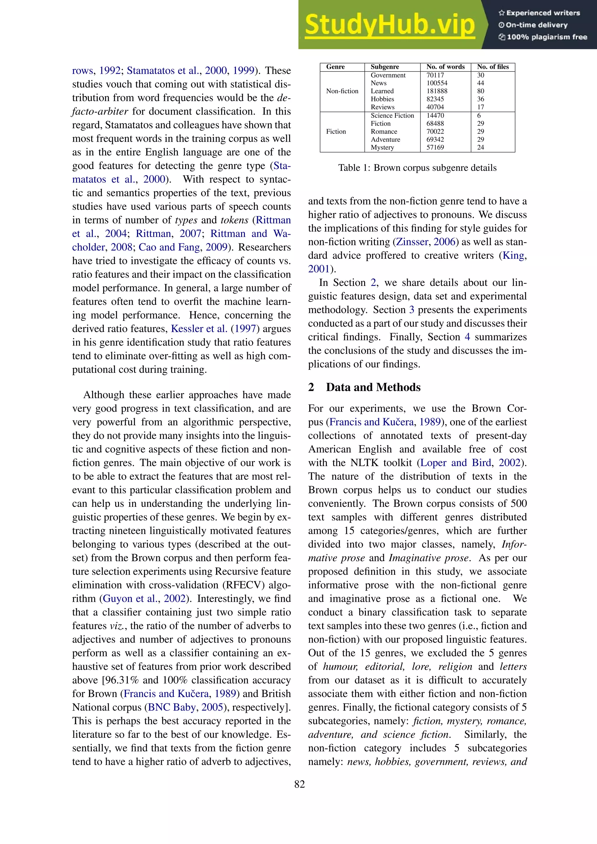 A Simple Approach To Classify Fictional And Non-Fictional Genres | PDF