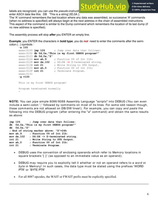 A Simple DEBUG Tutorial Details Of Each Command | PDF