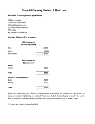 A simple financial planning model | PDF