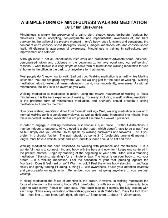 A SIMPLE FORM OF MINDFULNESS WALKING MEDITATION | PDF