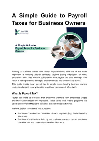 Payroll Taxes Explained: Simple Guide for Business Owners | PDF