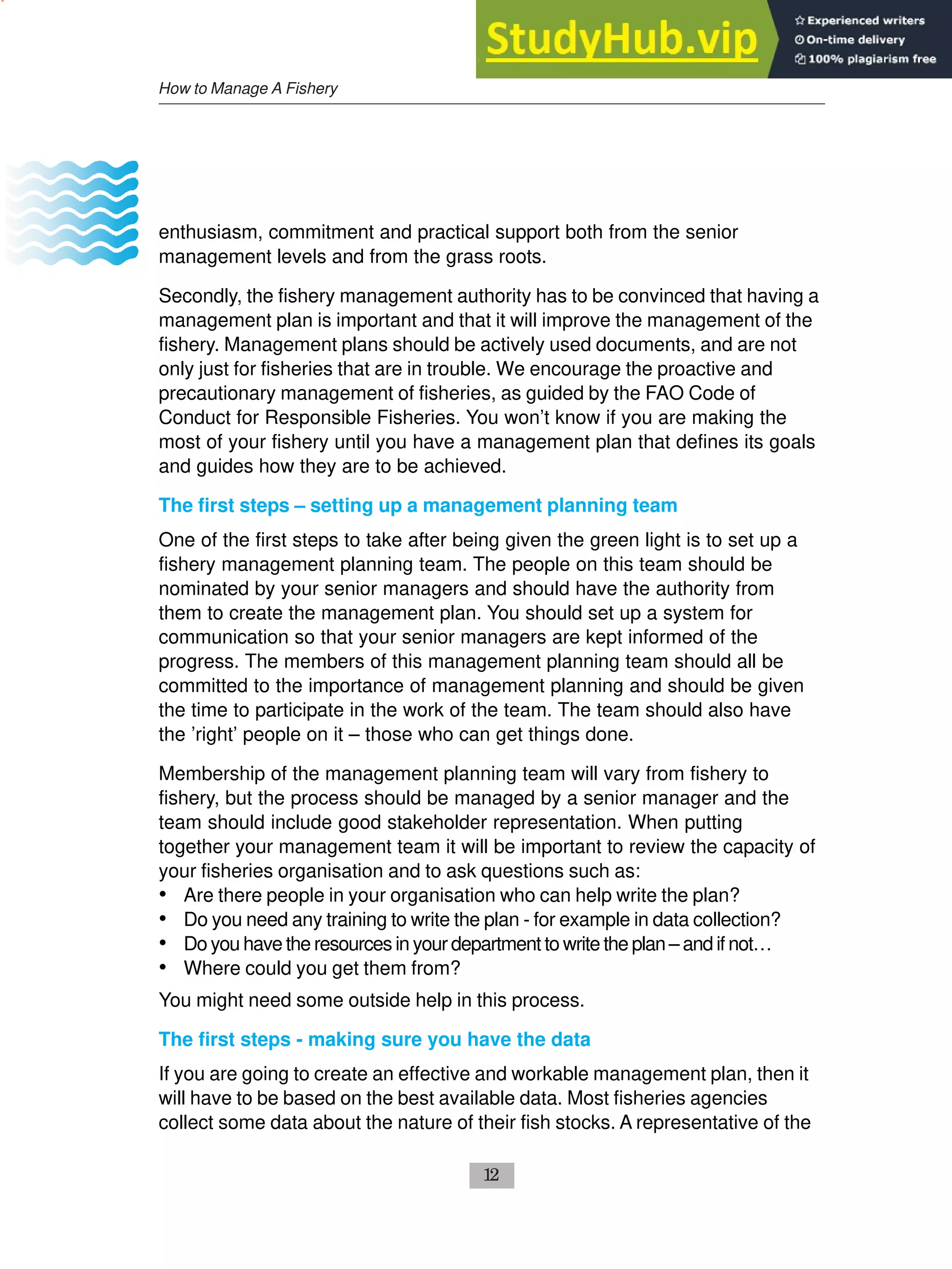 A simple guide to writing a Fishery Management Plan How to Manage A ...