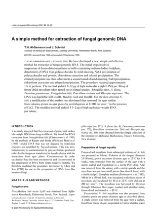 A simple method for extraction of fungal genimic dna | PDF