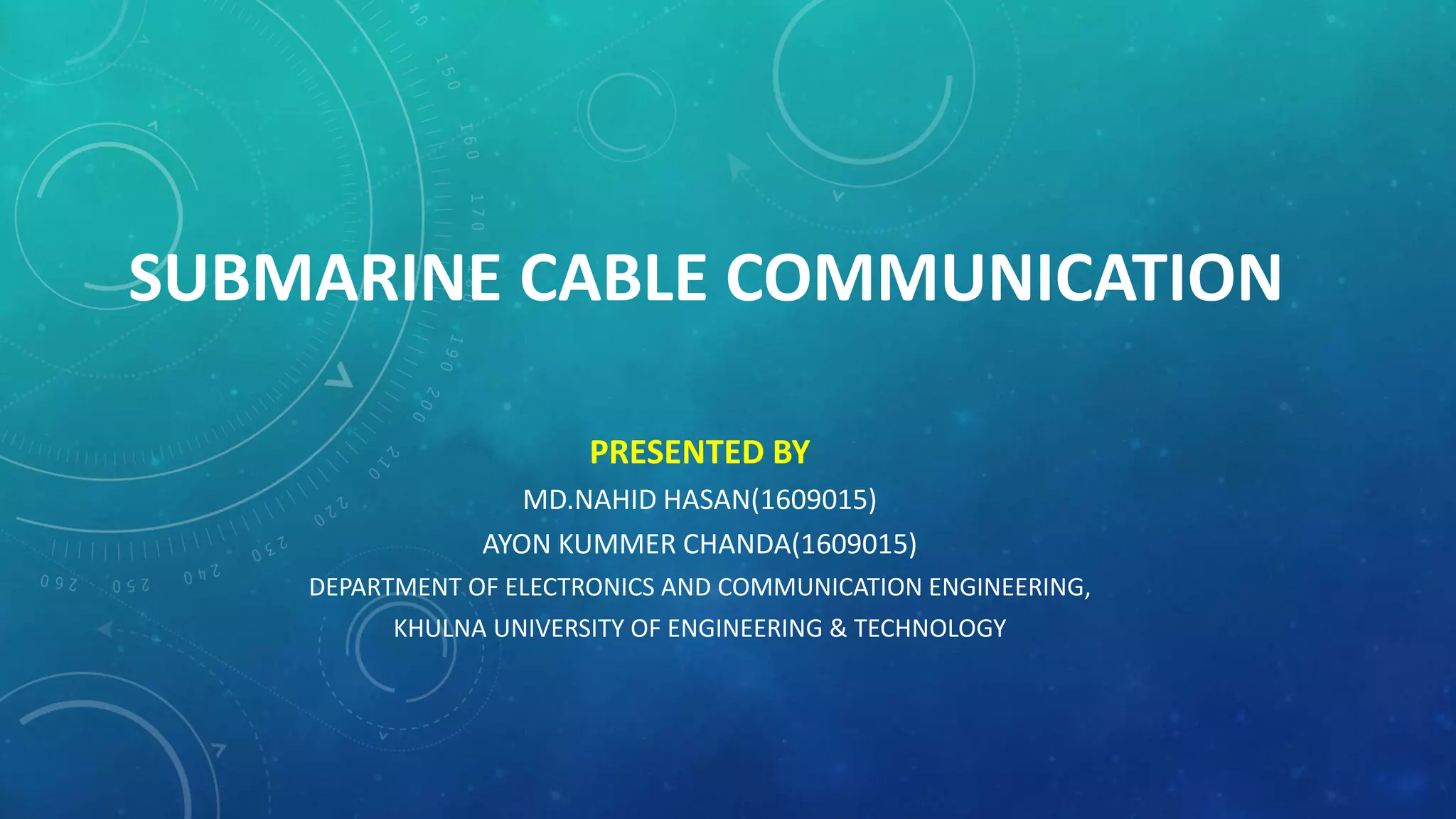 A simple slide on submarine cable-communication | PPTX