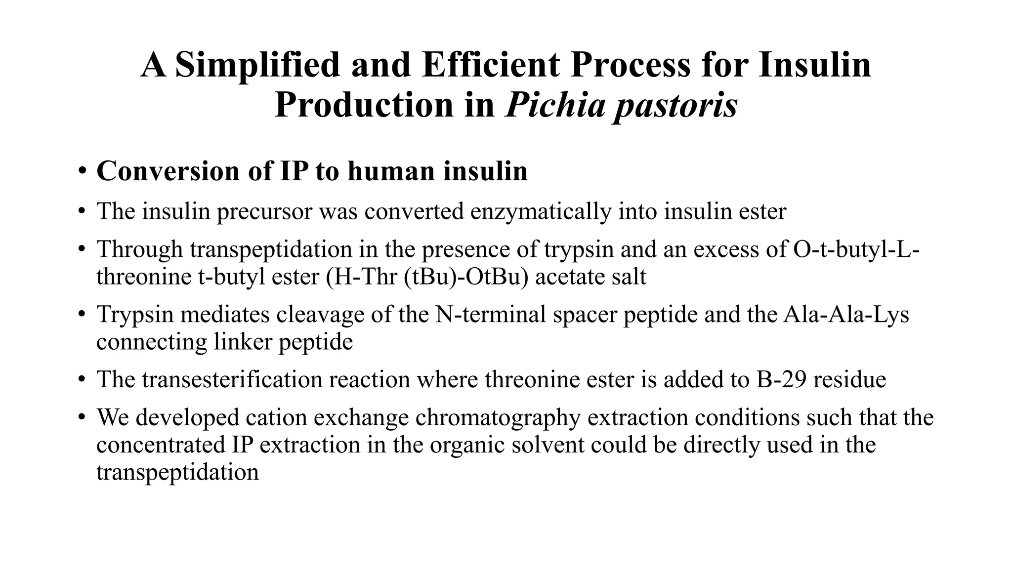 A simplified and efficient process for insulin production in pichia ...