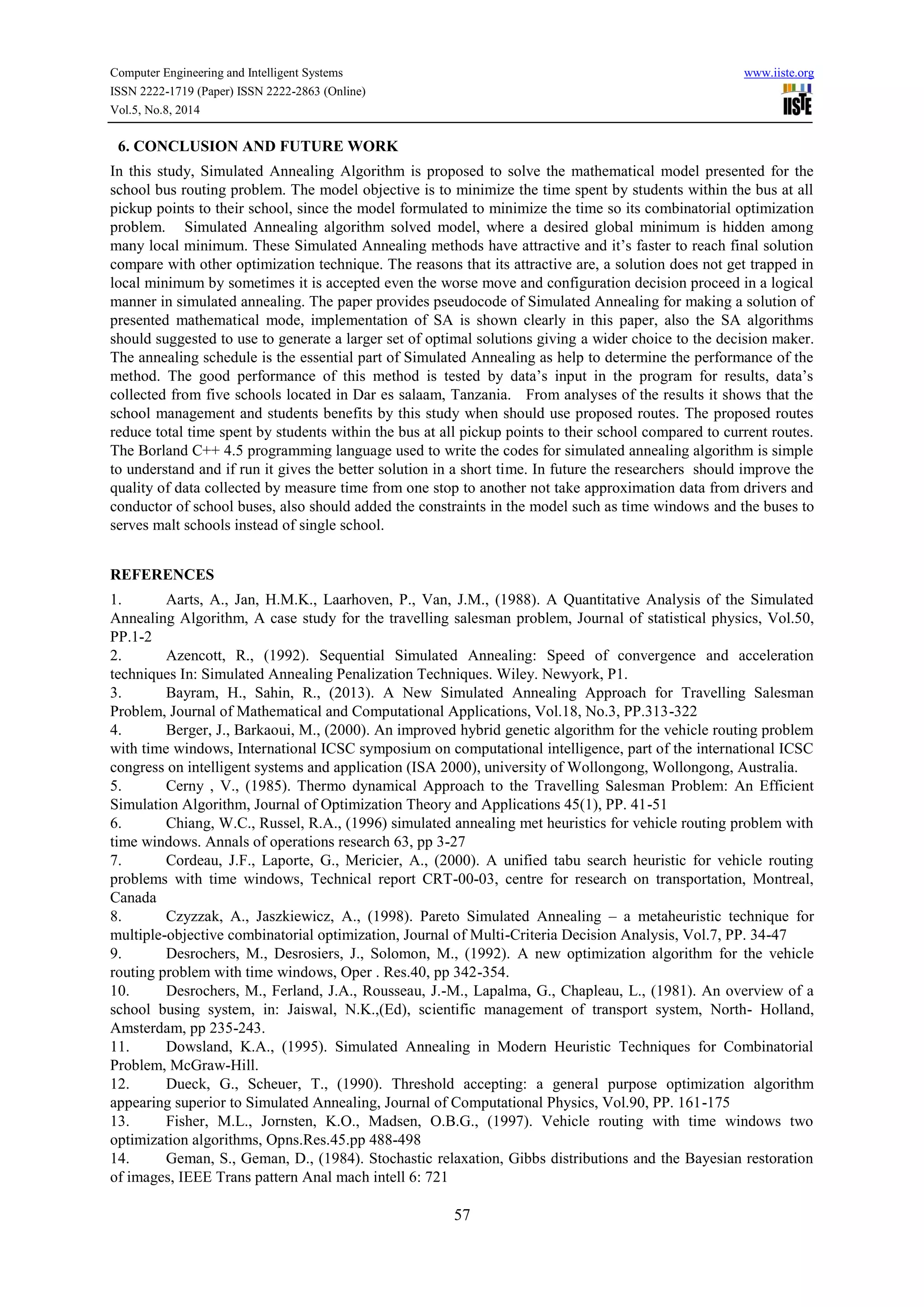 A simulated annealing algorithm for solving the school bus | PDF