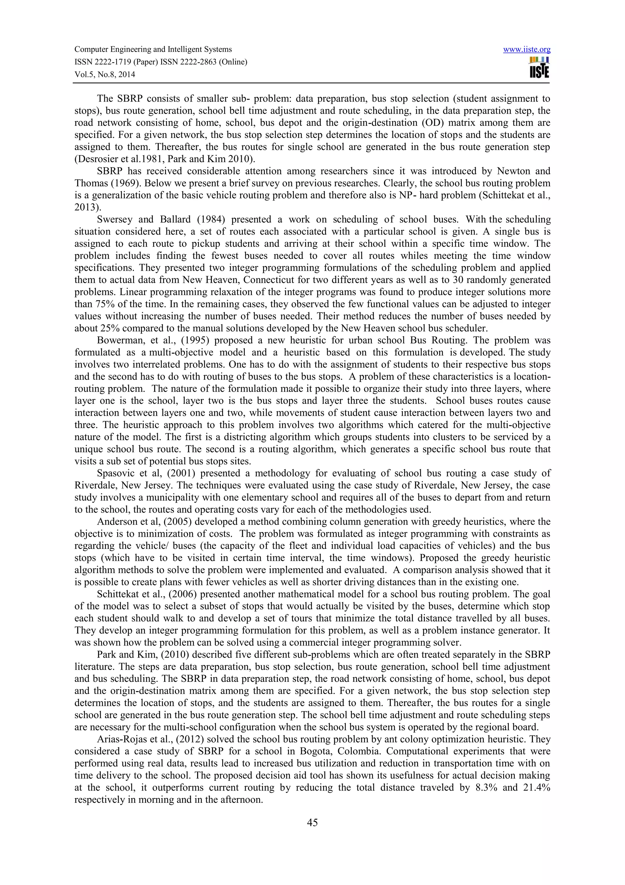 A simulated annealing algorithm for solving the school bus | PDF