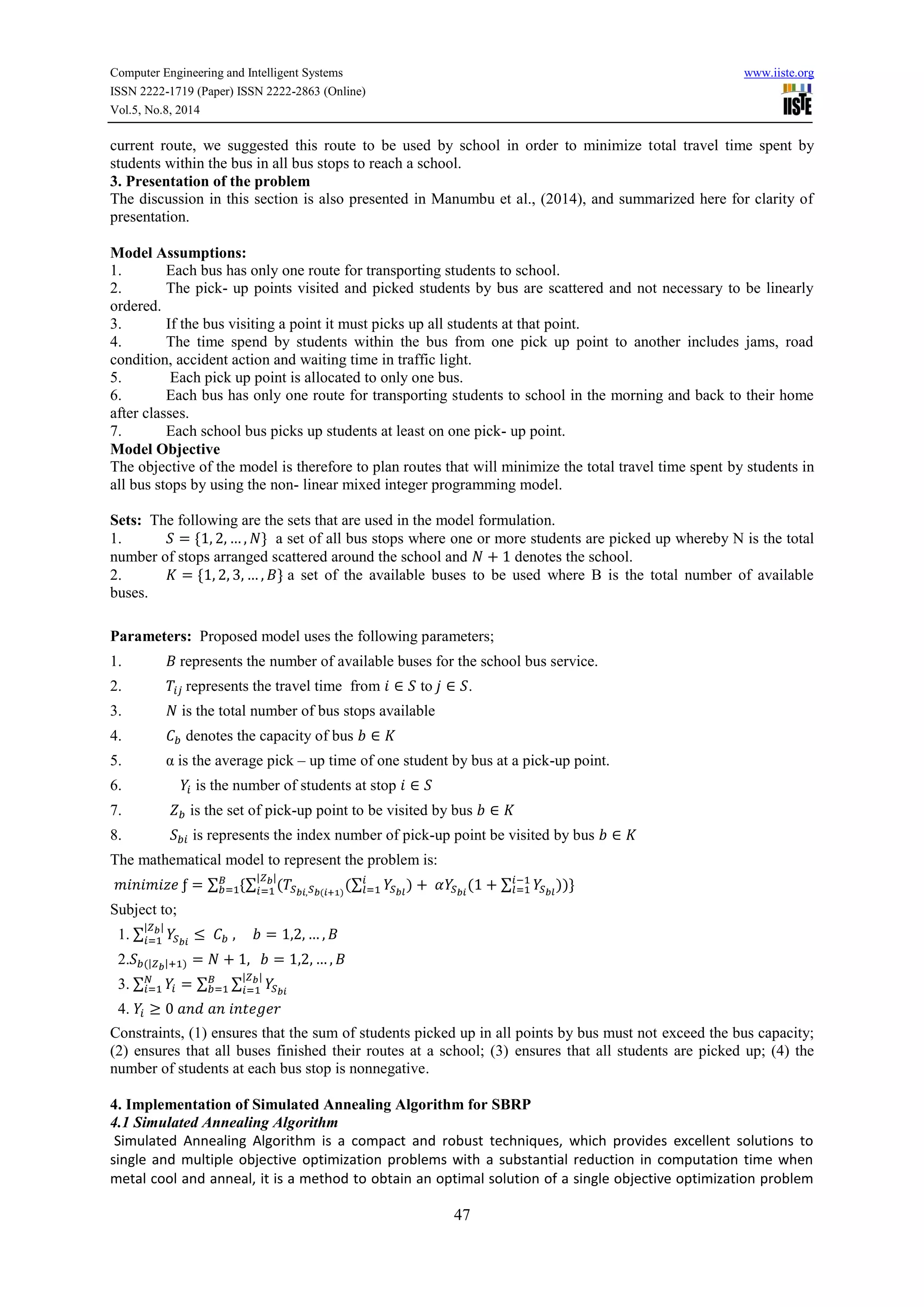 A simulated annealing algorithm for solving the school bus | PDF