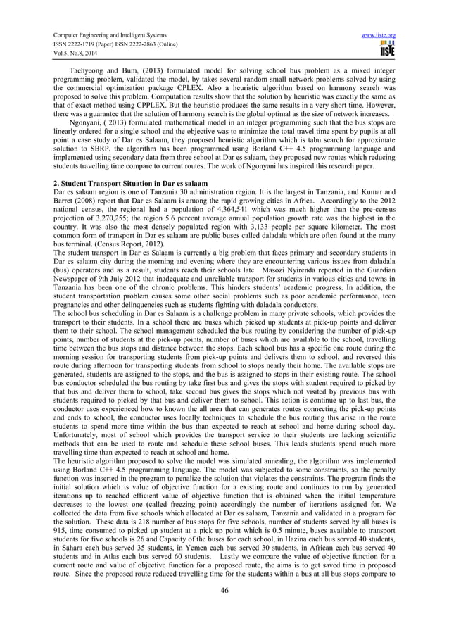 A simulated annealing algorithm for solving the school bus | PDF