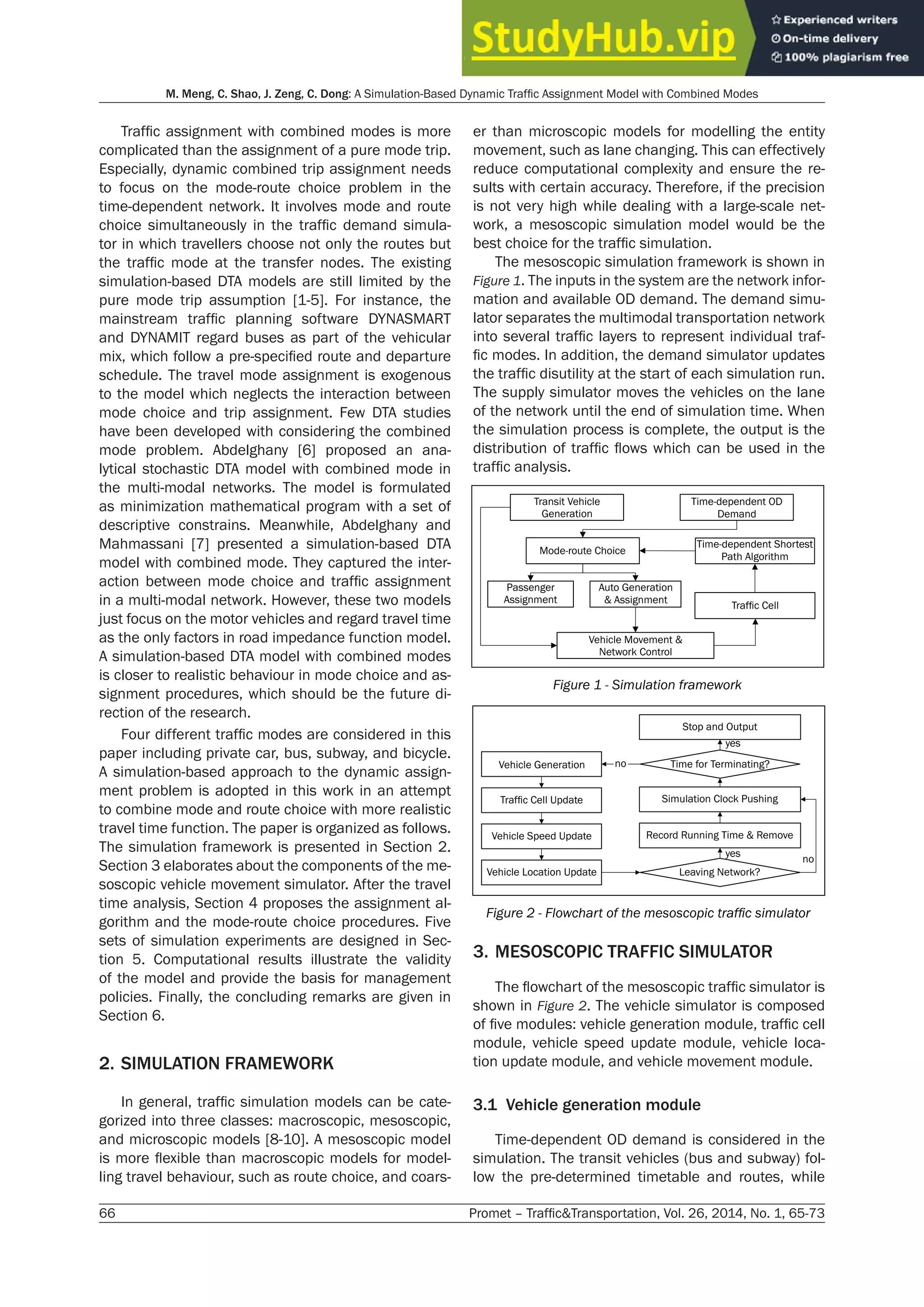 A Simulation Based Dynamic Traffic Assignment Model With Combined Modes Pdf