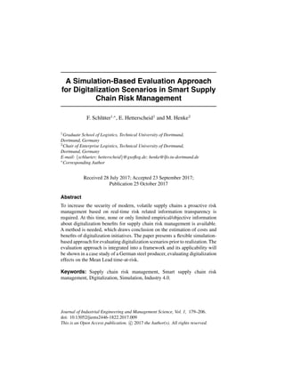 A simulation based evaluation approach smart supply risk management | PDF