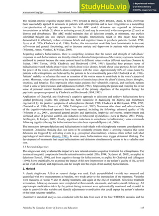 A Single Case Experiment For Cognitive-Behavioral Treatment Of Auditory ...