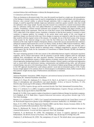 A Single Case Experiment For Cognitive-Behavioral Treatment Of Auditory ...