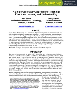 A Single Case Study Approach To Teaching Effects On Learning And Understanding | PDF | Education ...