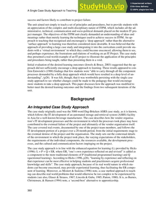 A Single Case Study Approach To Teaching Effects On Learning And ...