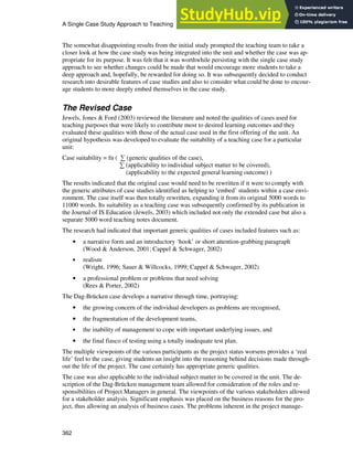 A Single Case Study Approach To Teaching Effects On Learning And ...