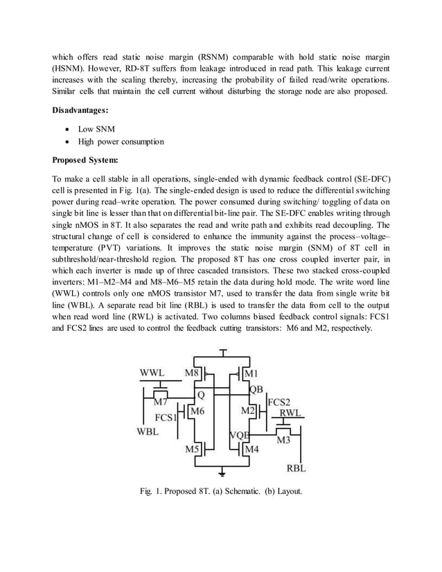 A Single-Ended With Dynamic Feedback Control 8T Subthreshold SRAM Cell | PDF