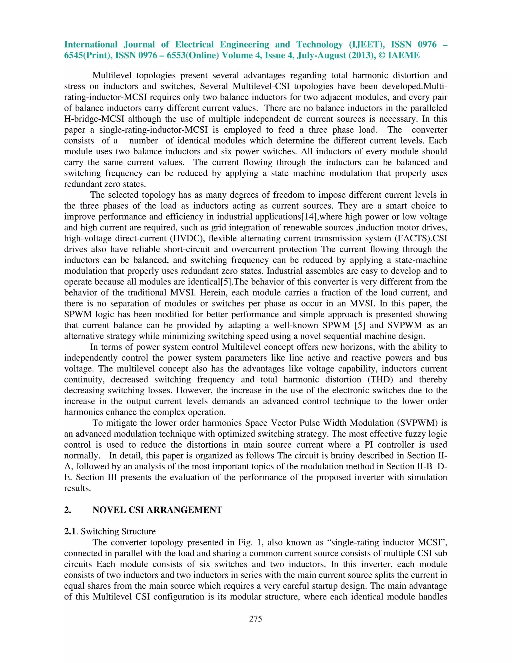 A single rating inductor multilevel current source inverter with pwm ...