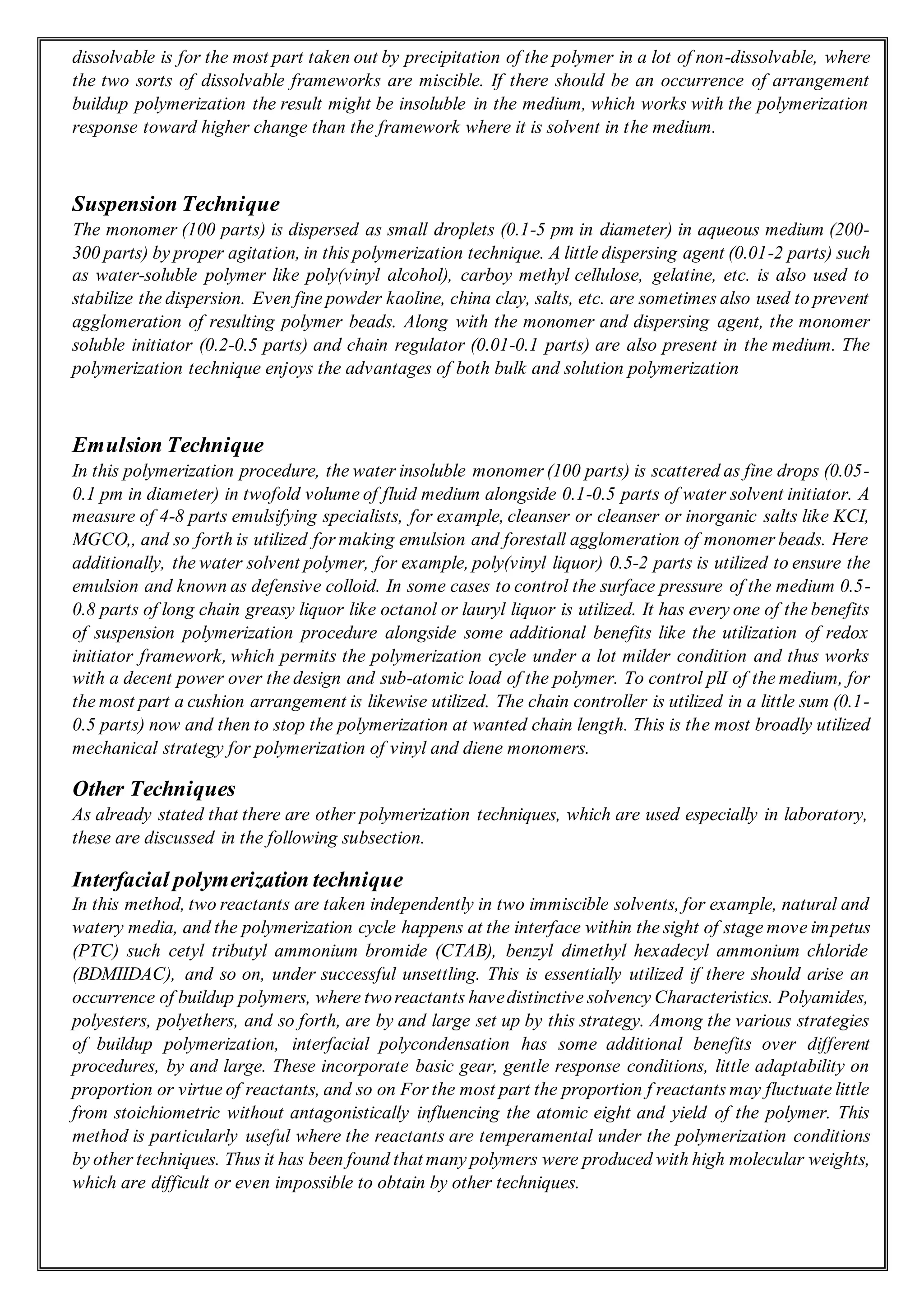 Types of polymerization | DOCX