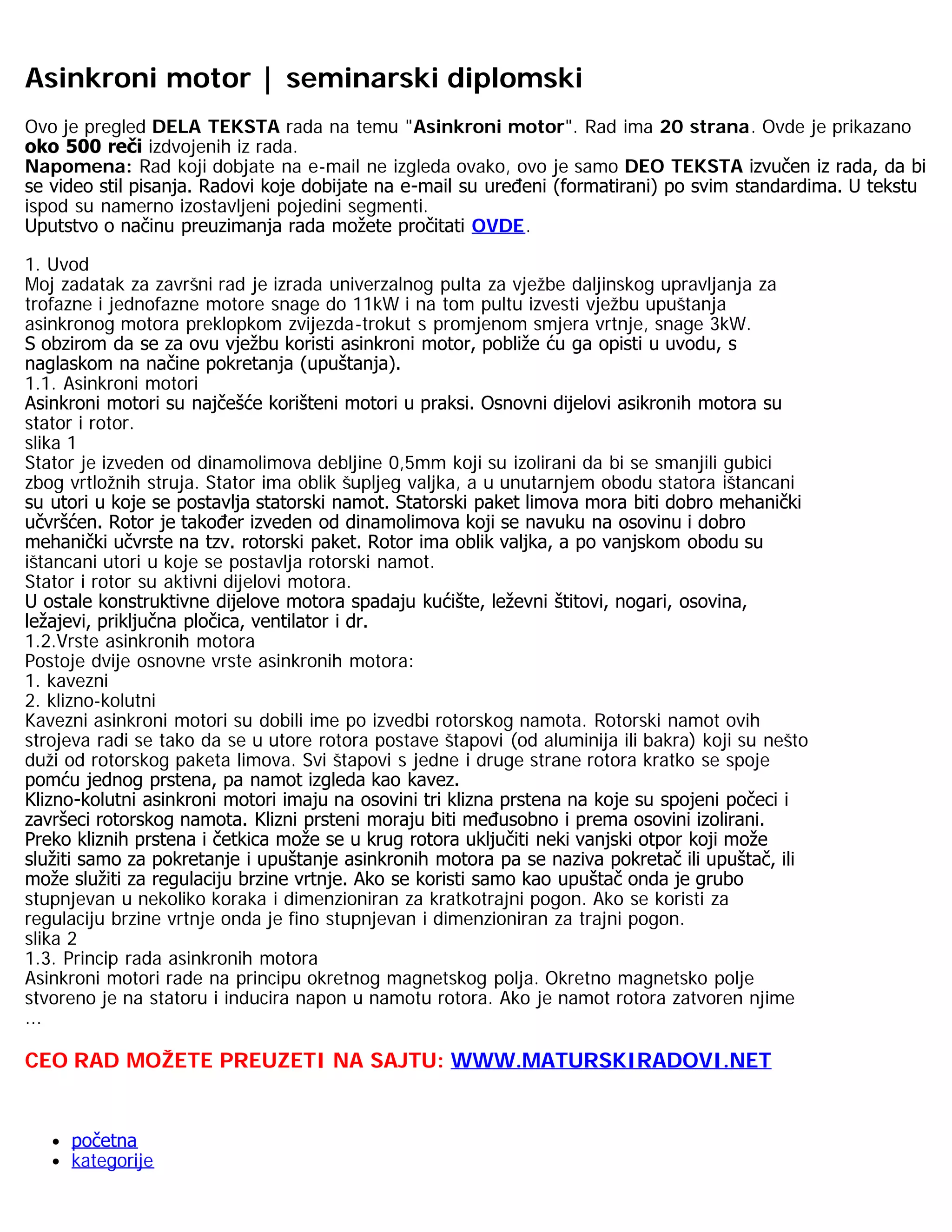 Asinkroni motor | PDF