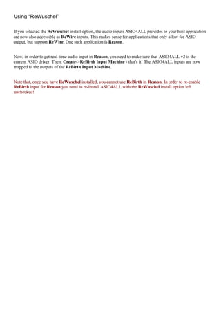 Asio4 all v2 instruction manual | PDF