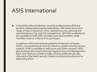 Learning Resources and Publications at ASIS International | PPT