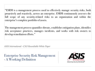 Introductory Considerations for Enterprise Security Risk Management ...