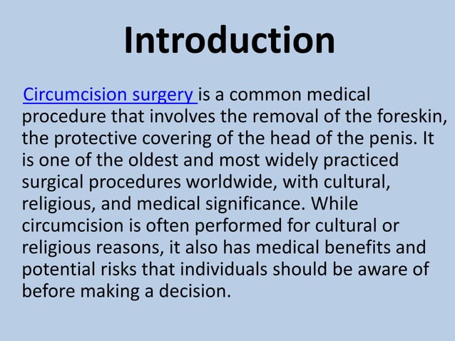 Understanding Circumcision Surgery: Procedure, Benefits, and Risks | PPT
