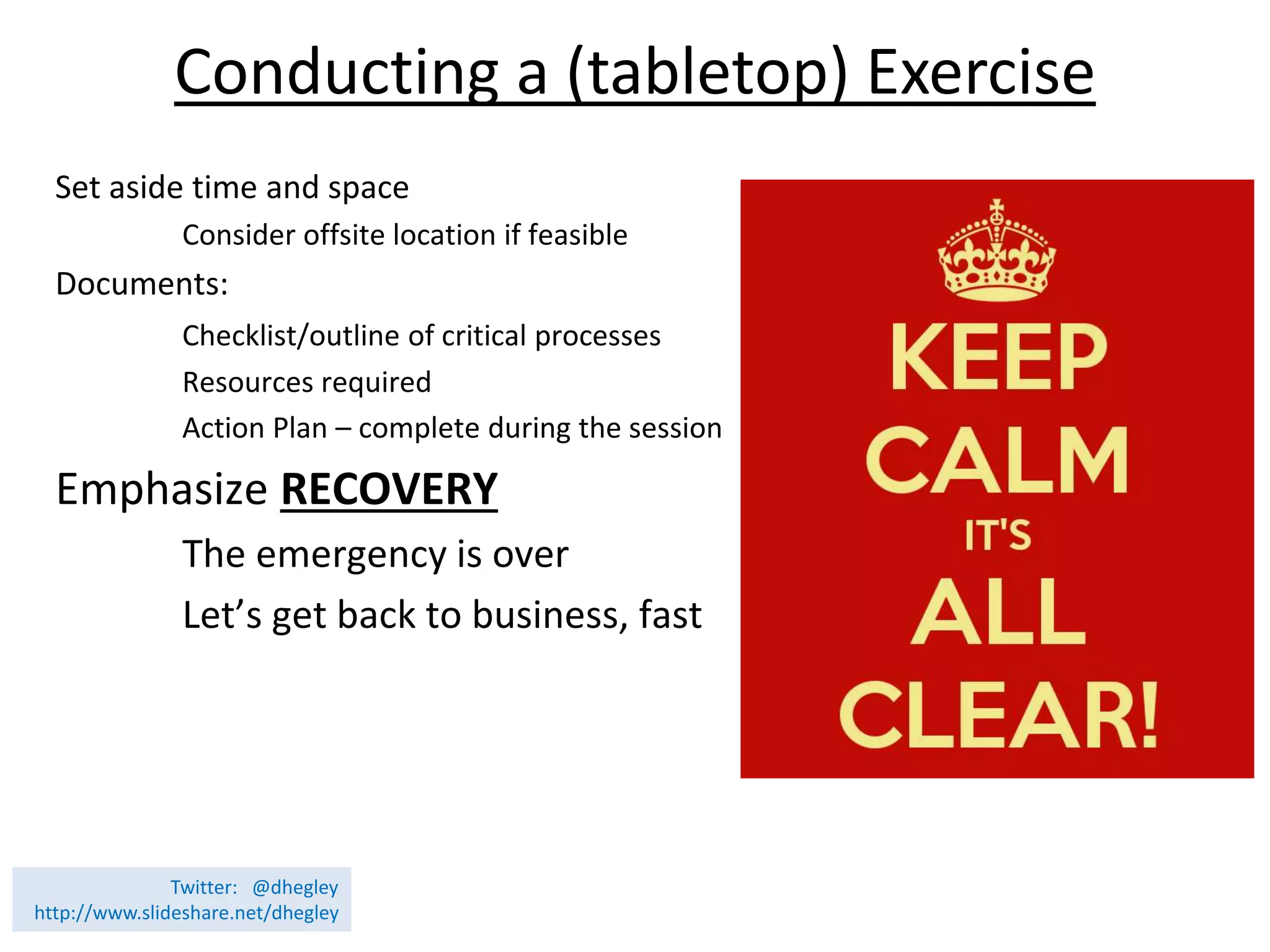 ASIS Conf 2014: Tabletop Exercises for BCP | PPTX