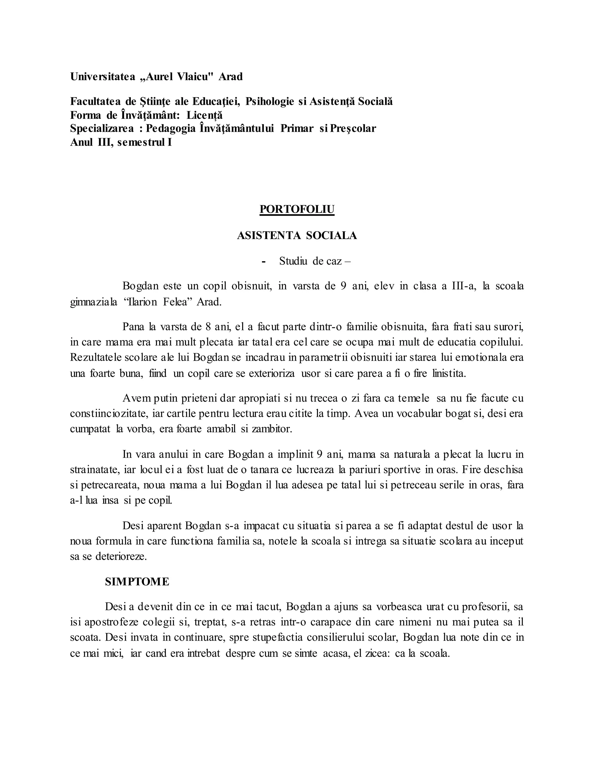 Asistenta sociala studiu de caz | DOCX