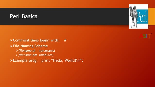 Learn PERL at ASIT | PPT