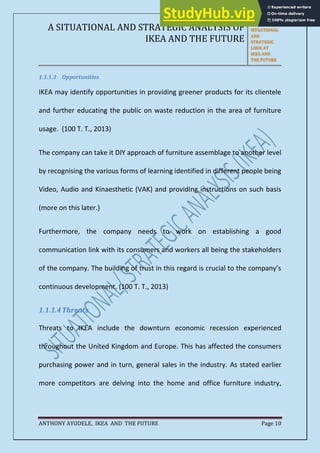 A SITUATIONAL AND STRATEGIC ANALYSIS OF IKEA AND THE FUTURE | PDF