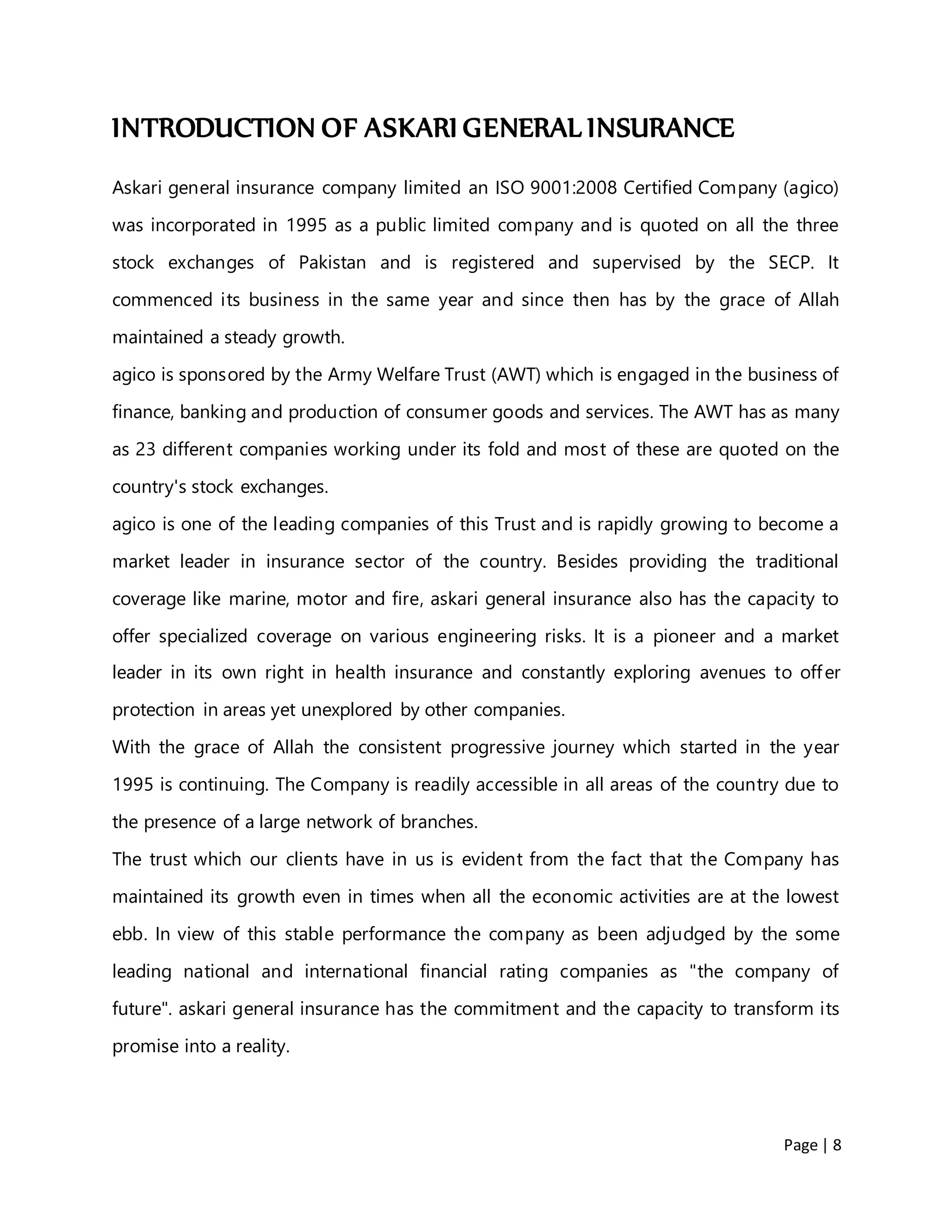 Askari insurance report | PDF