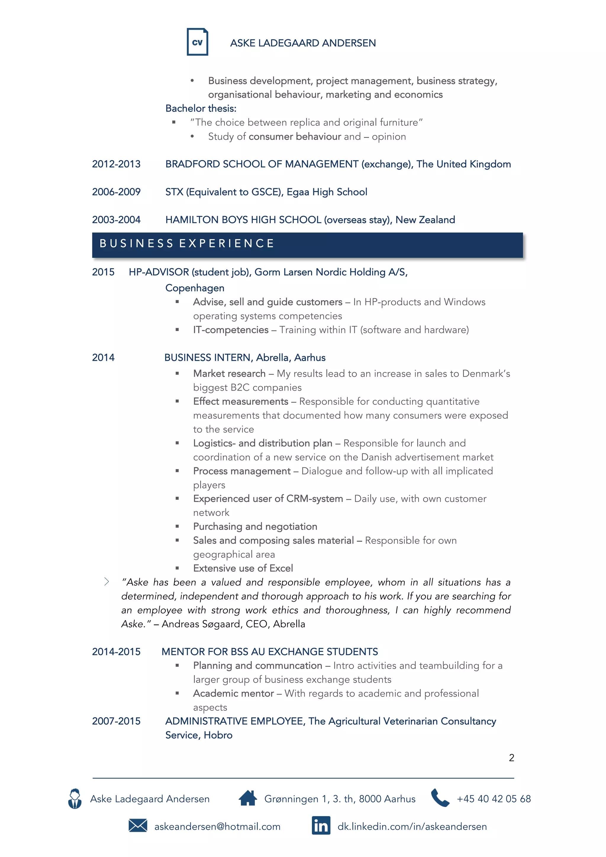 Aske ladegaard andersen english cv | PDF