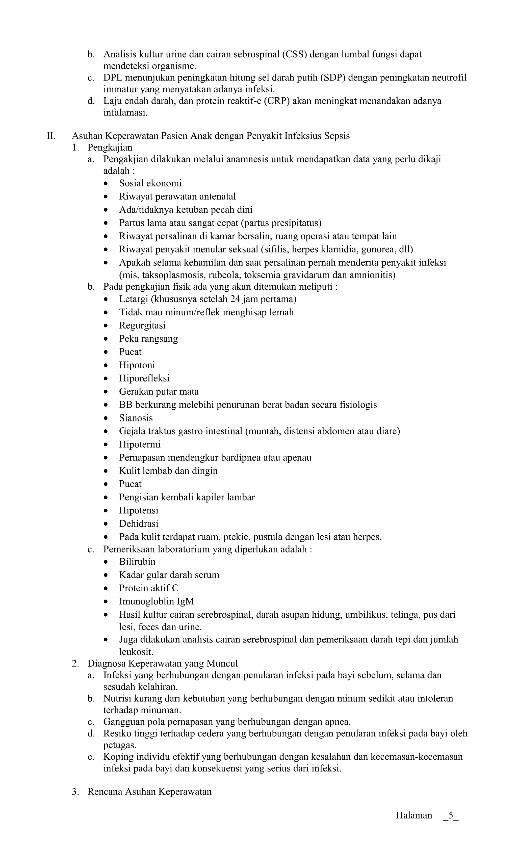 Askep anak dengan sepsis | DOC