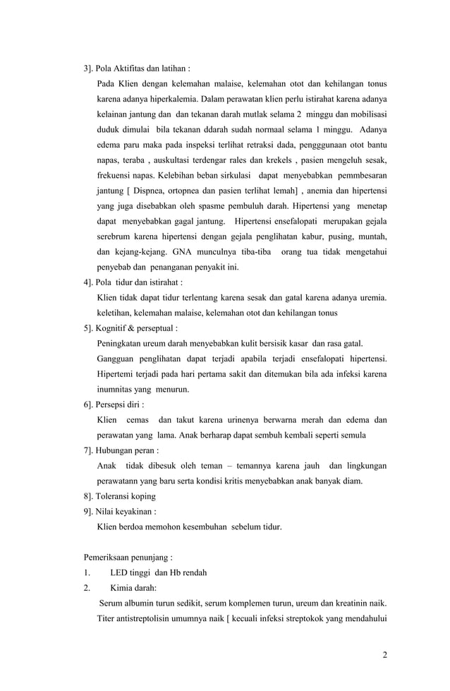 Askep anak glomerulonefritis akut (gna) | DOC