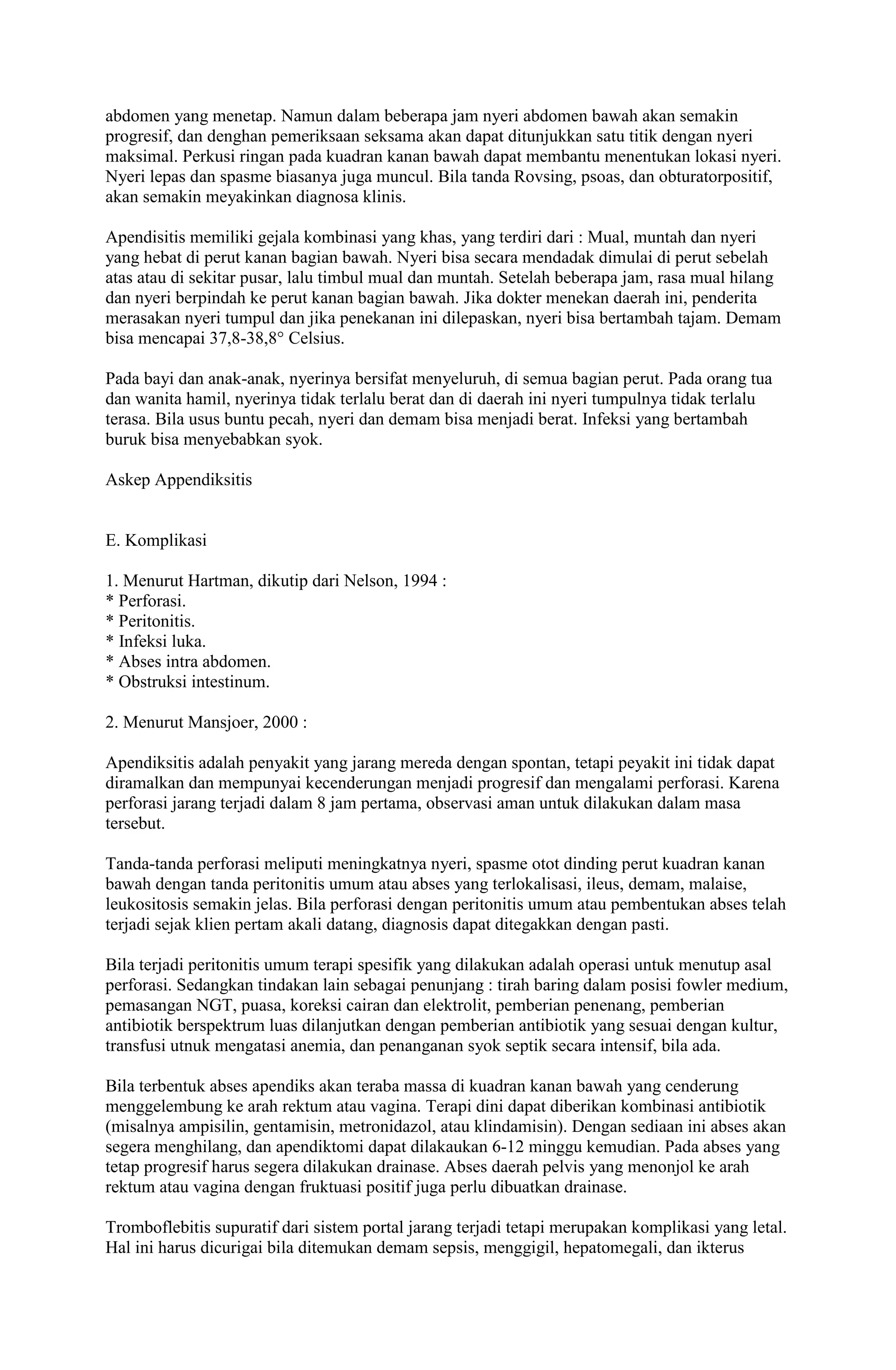 Askep apendisitis | DOCX