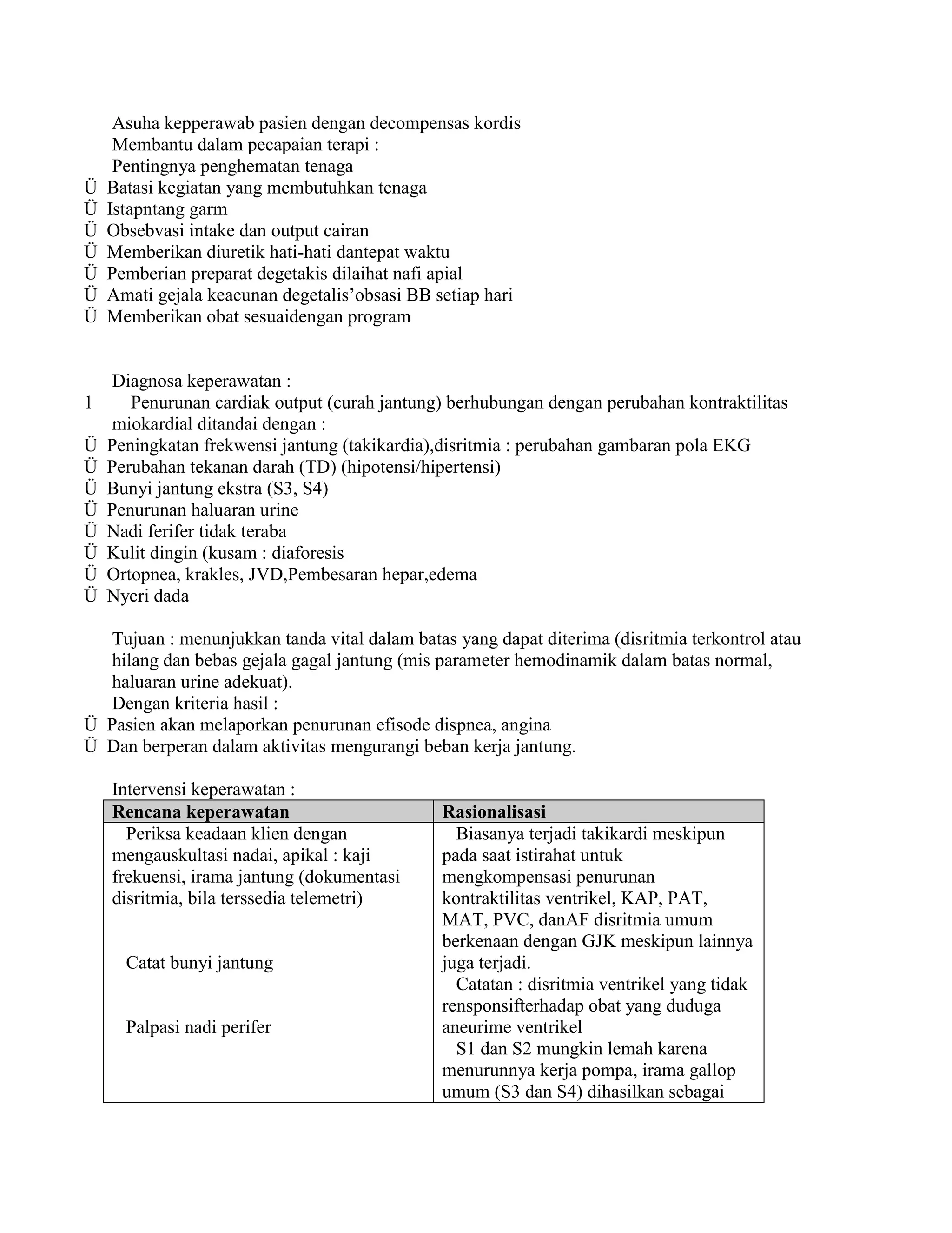 Askep decompensasi cordis | DOCX