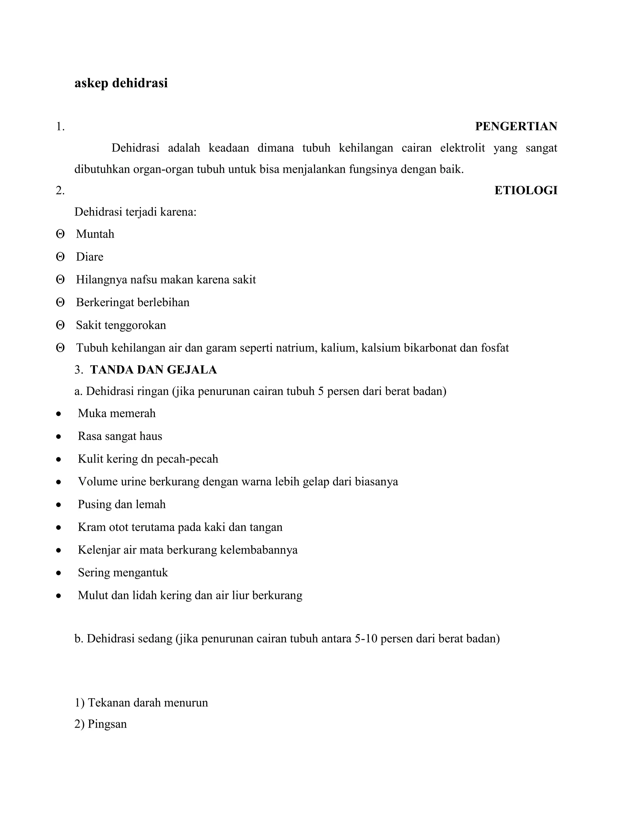 Askep dehidrasi AKPER PEMKAB MUNA | PDF