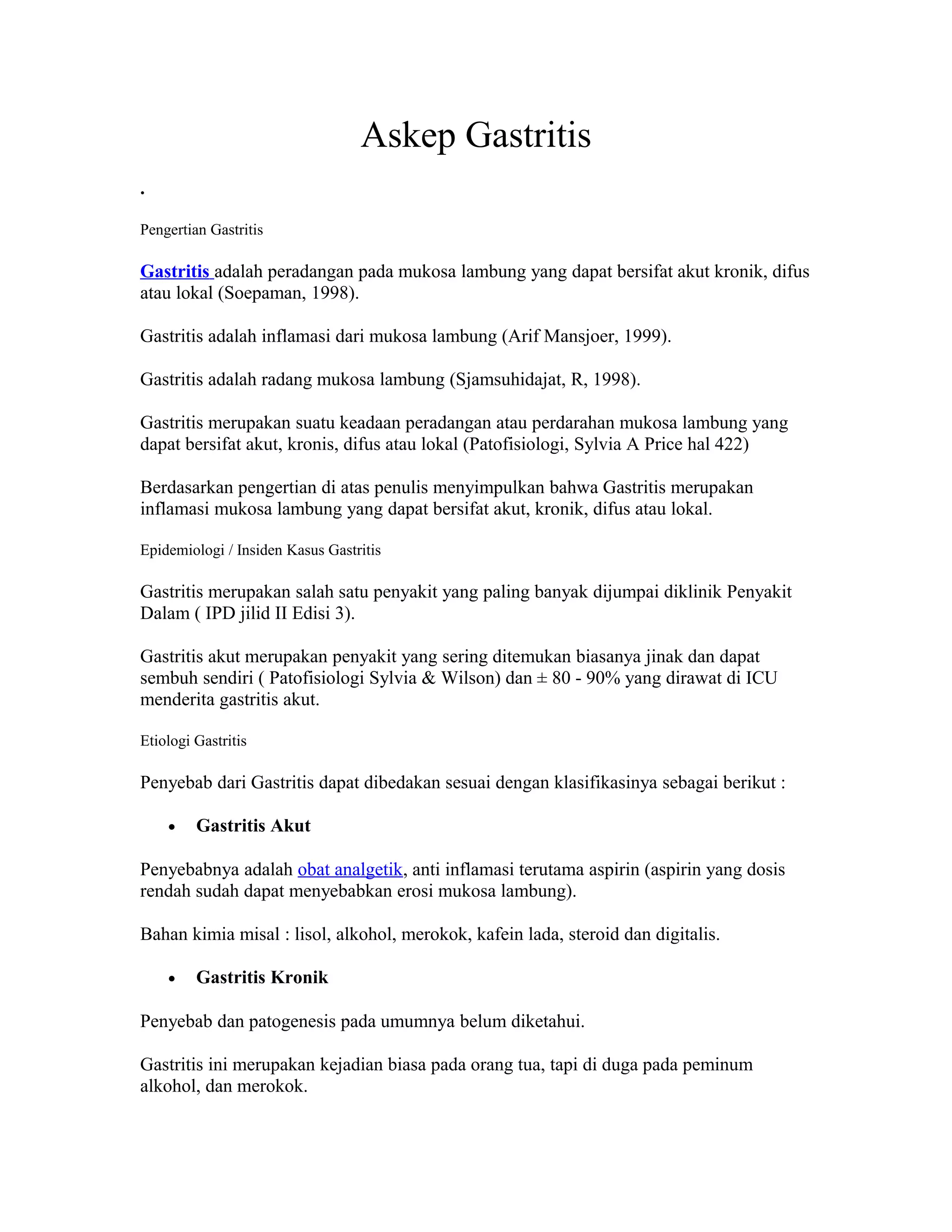 Askep gastritis | DOC