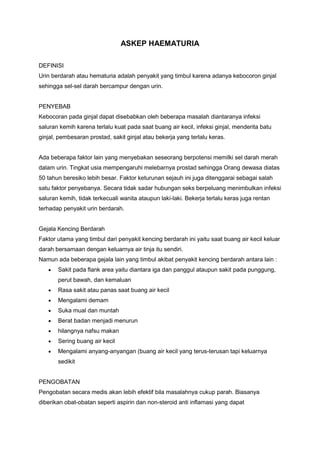 Askep haematuria | DOCX
