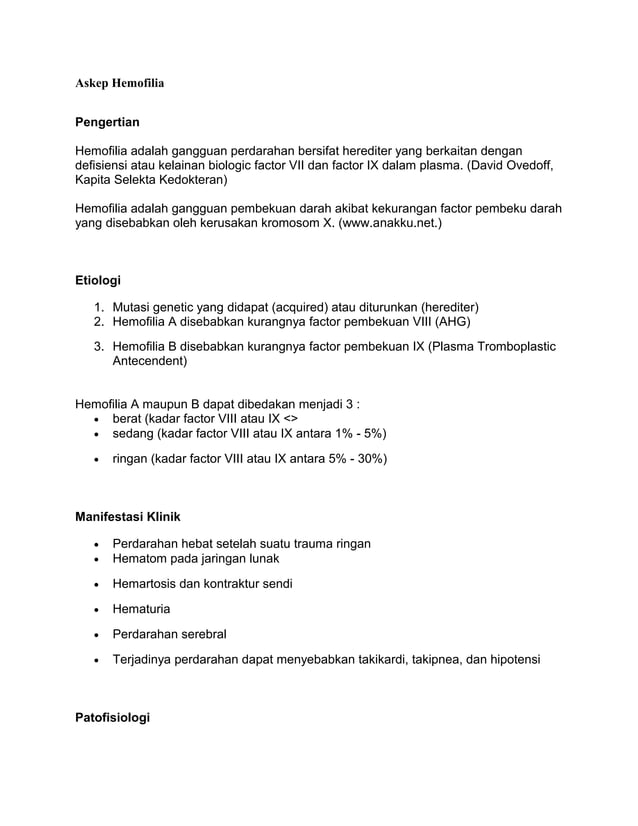 Askep hemofilia AKPER PEMDA MUNA | PDF