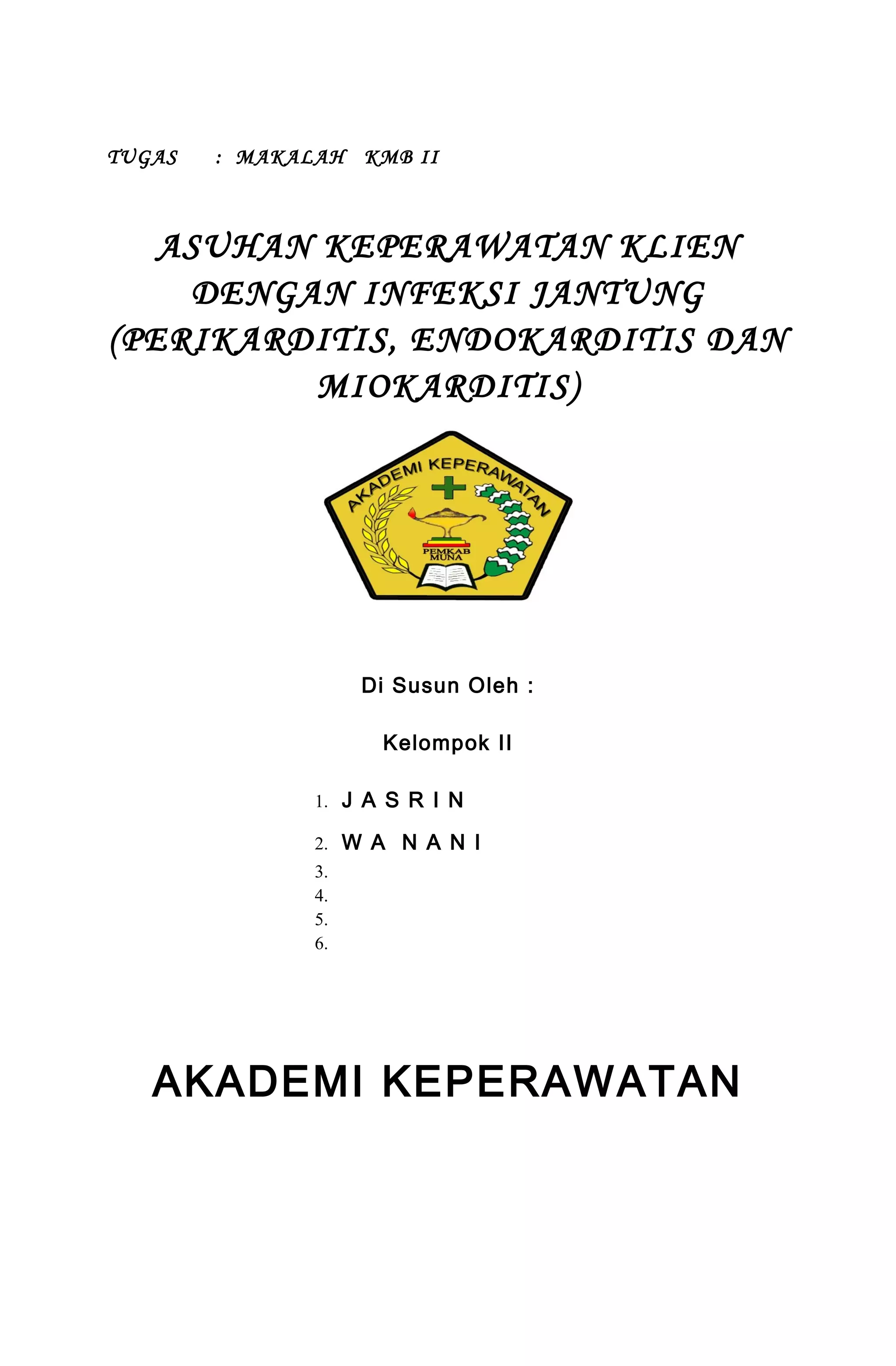 Askep infeksi jantung (perikarditis, endokarditis dan miokarditis ...