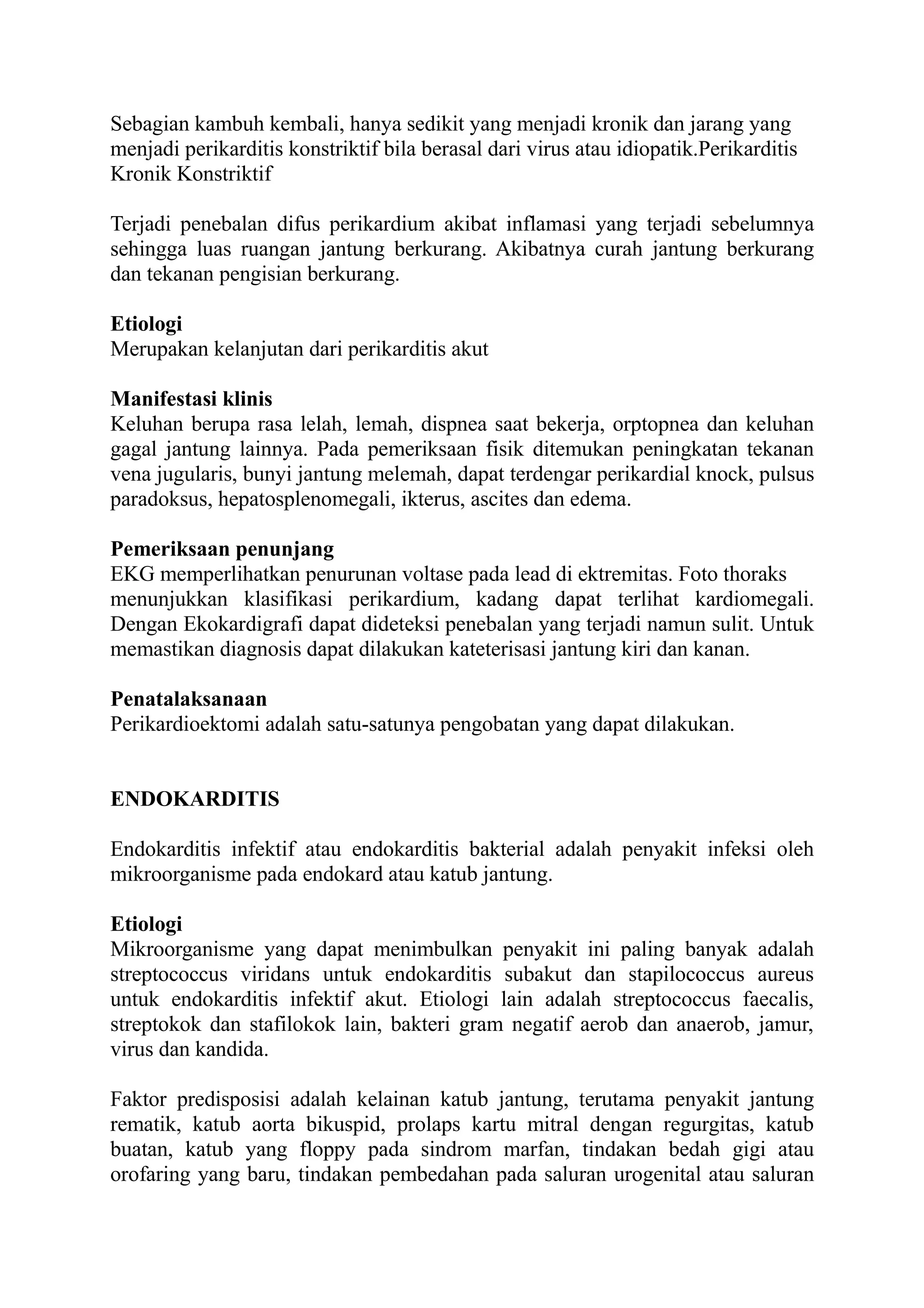 Askep infeksi jantung (perikarditis, endokarditis dan miokarditis ...