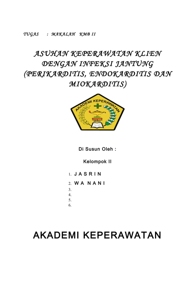 Askep infeksi jantung (perikarditis, endokarditis dan miokarditis ...