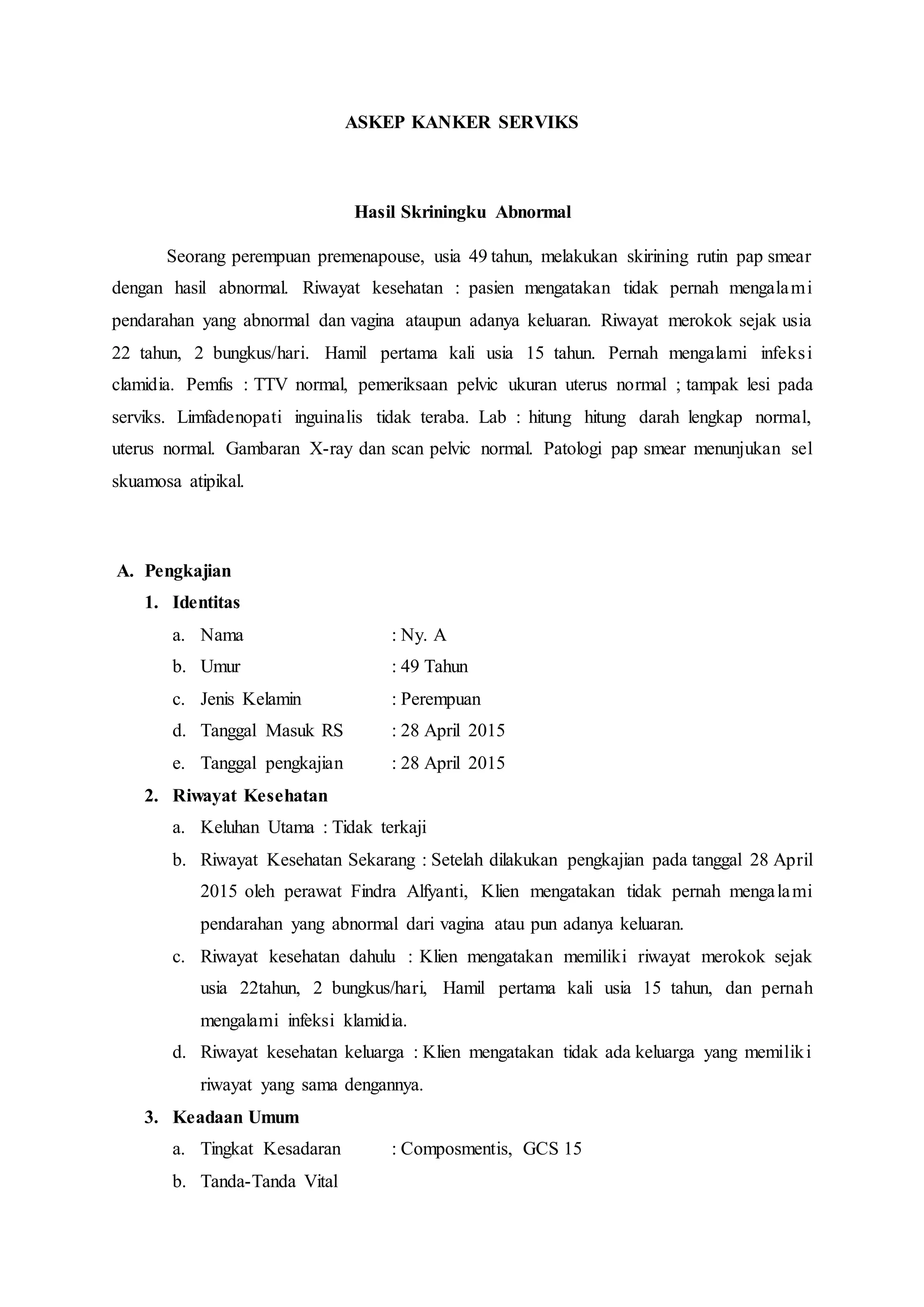 Askep kanker serviks | DOCX