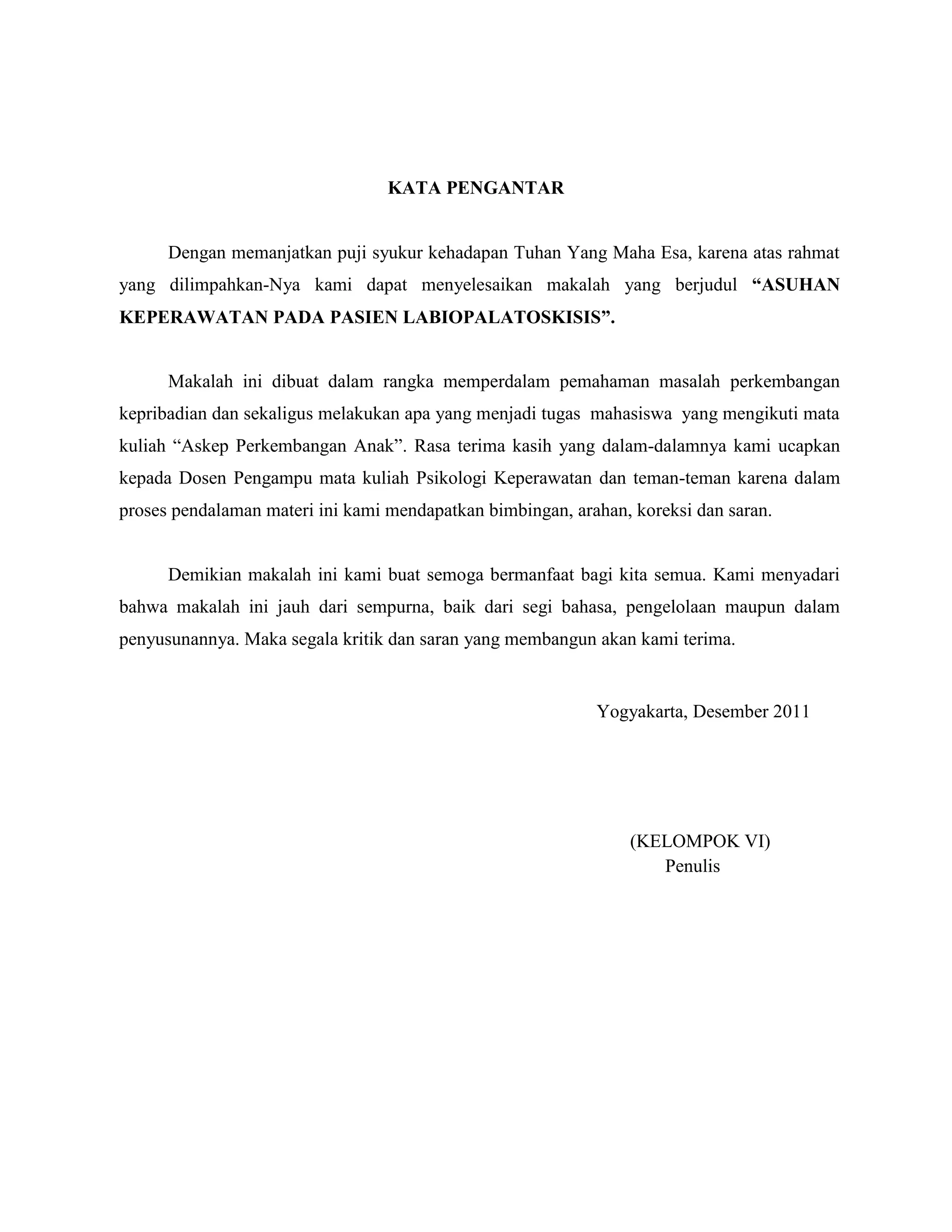 Askep Labiopalatoskisis | DOCX