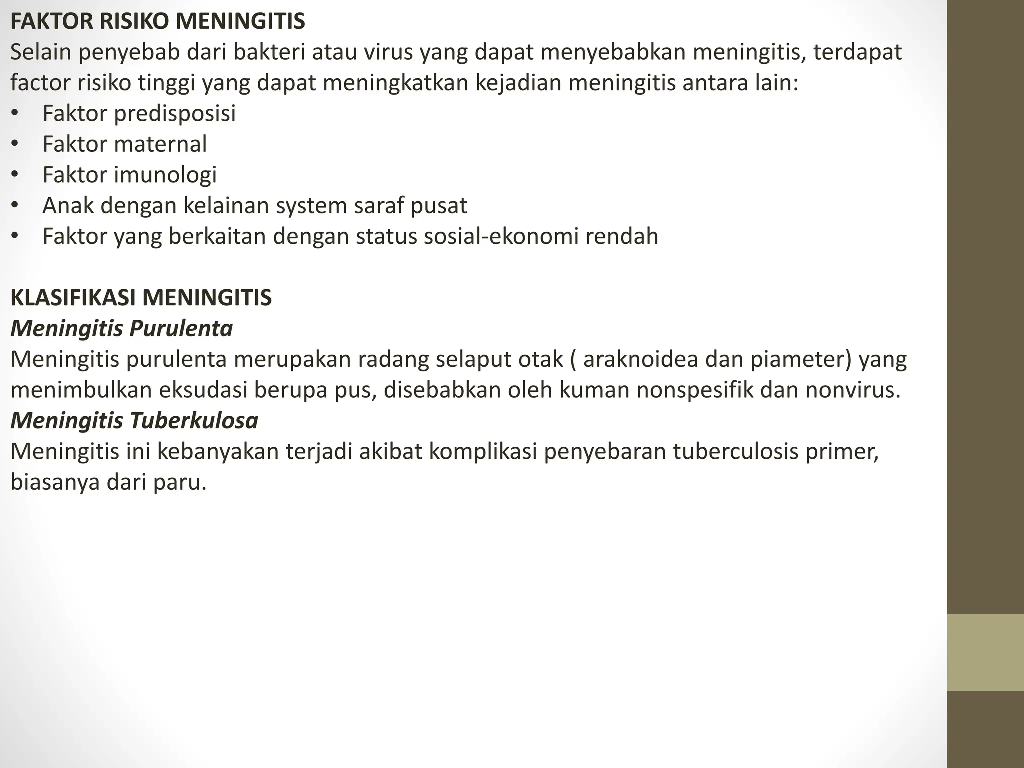 ASUHAN KEPERAWATAN MENINGITIS PADA ANAK SS | PPT