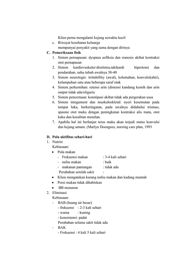 Askep pada klien dengan penyakit tetanus | PDF