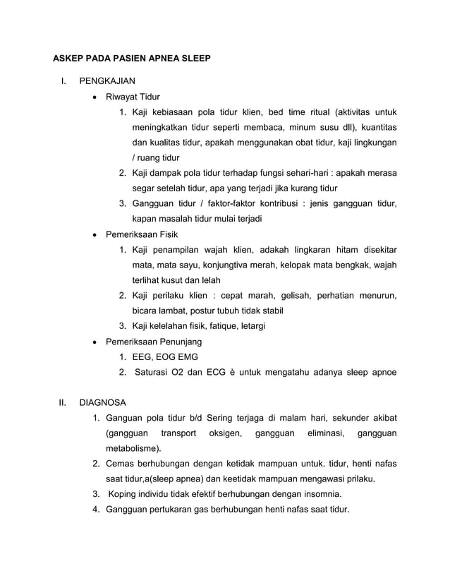 Askep pada pasien apnea sleep | DOCX